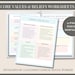 Core Values and Beliefs Worksheets, Challenging Negative Thoughts, Self ...