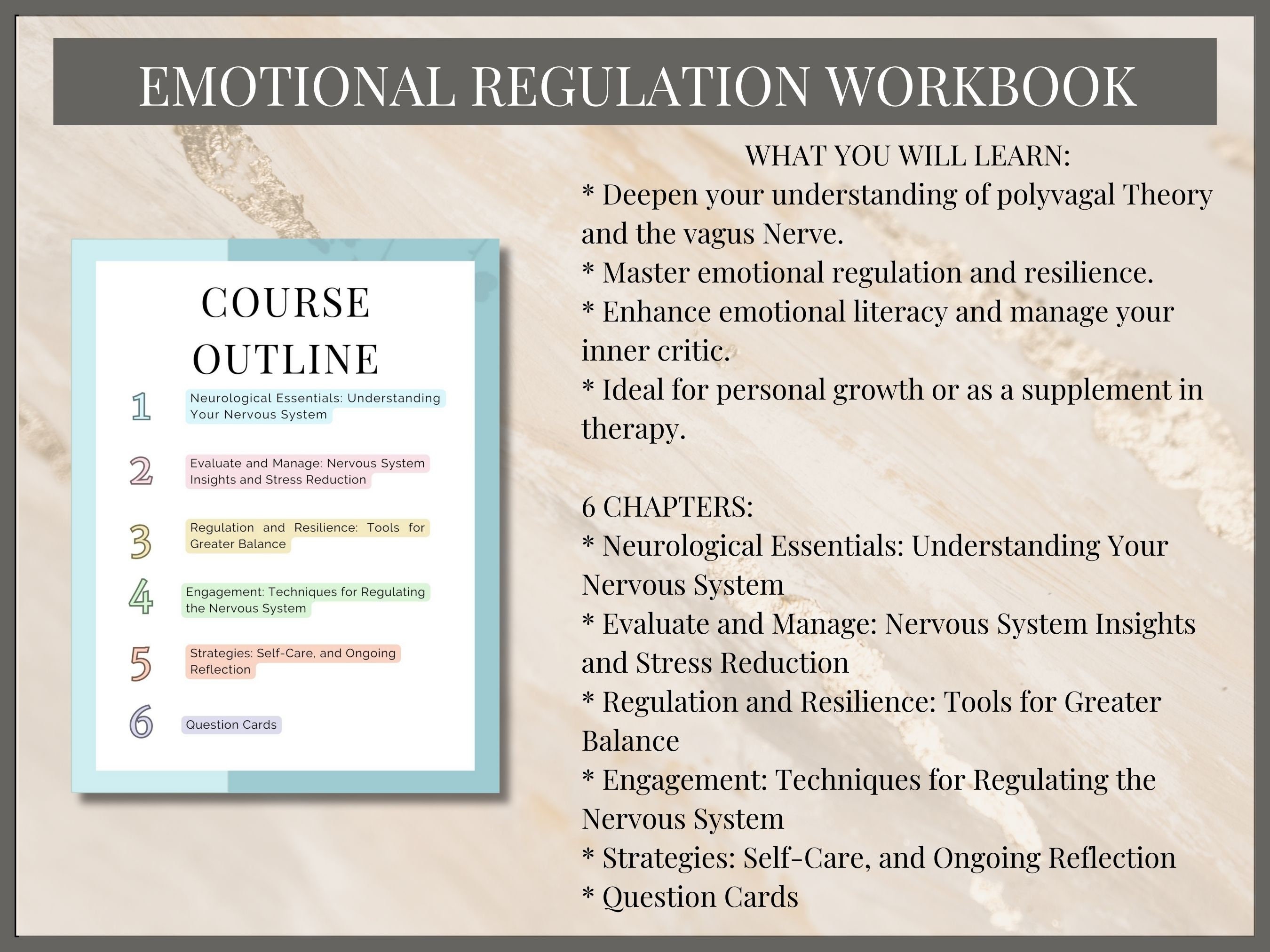 Nervous System Regulation Workbook, Polyvagal Theory Ladder Vagus Vagal ...