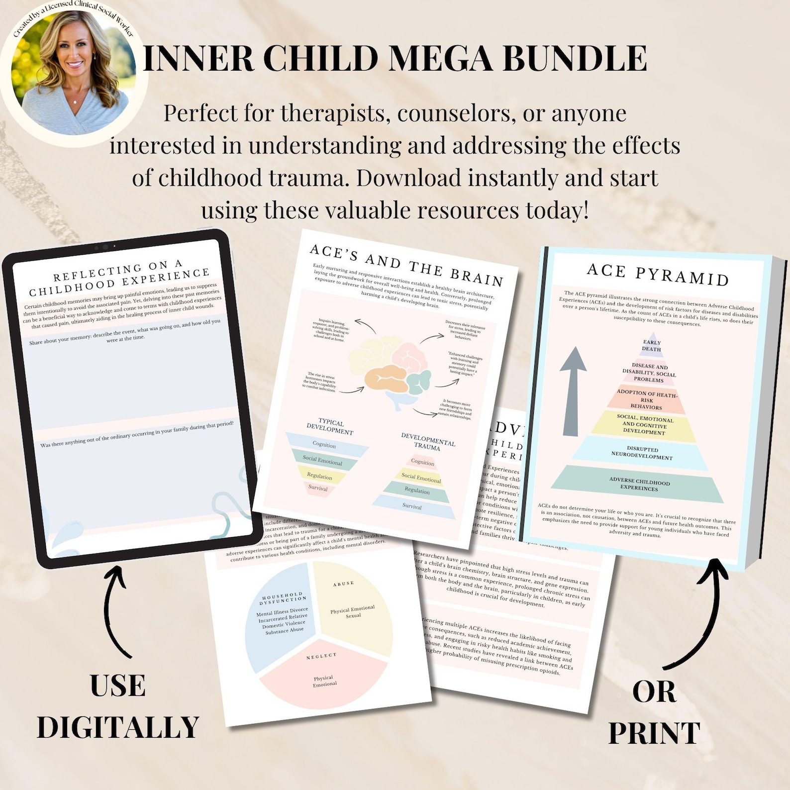 Inner Child Therapy Worksheet Mega Bundle, Reparenting Inner Child ...