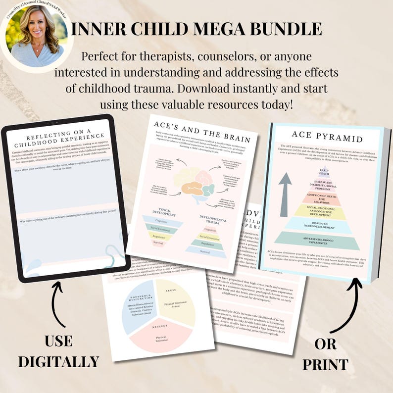 Inner Child Therapy Worksheet Mega Bundle, Reparenting Inner Child ...