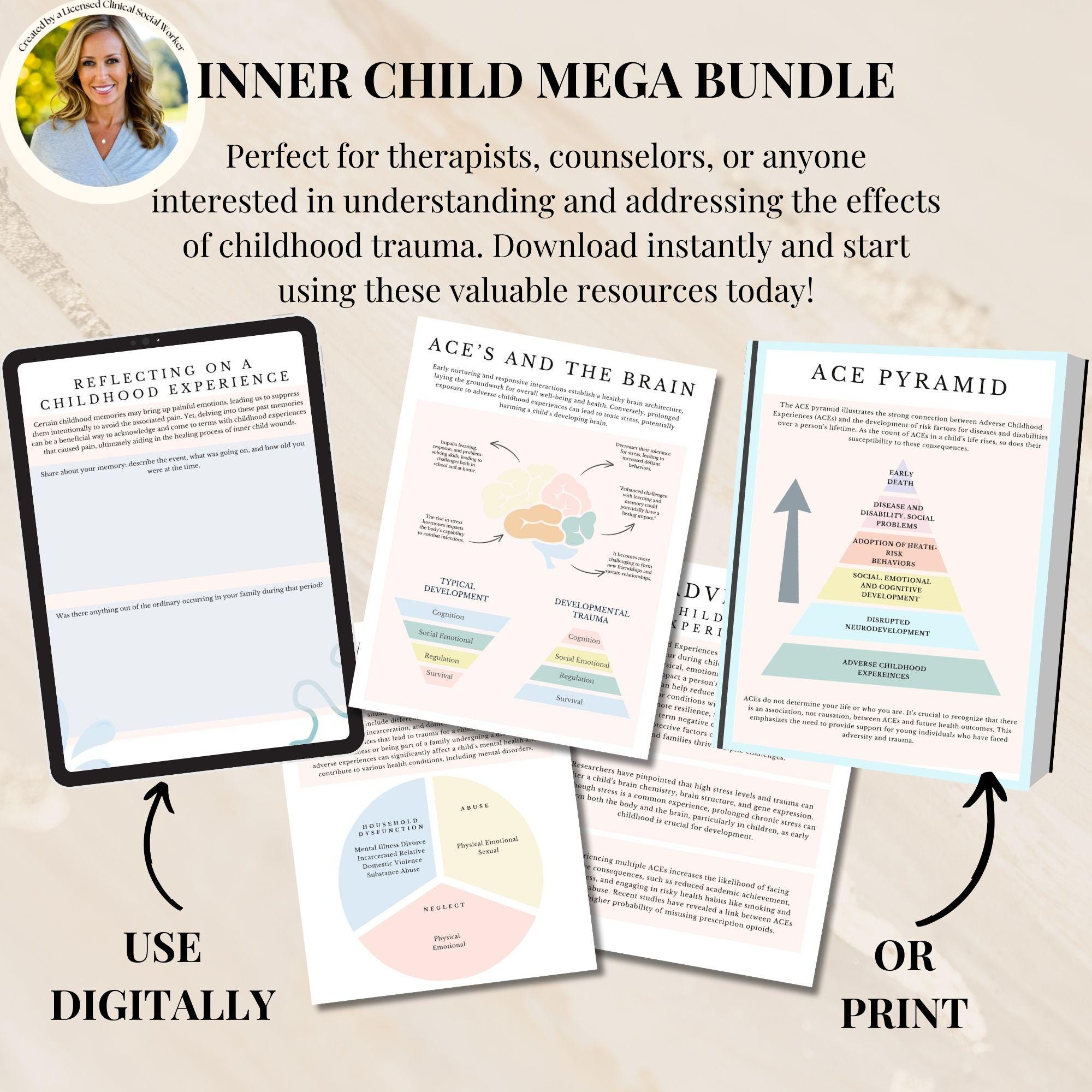 Inner Child Therapy Worksheet Mega Bundle, Reparenting Inner Child ...