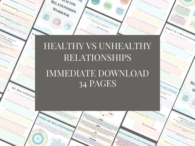 Healthy Vs Unhealthy Relationships Workbook, Teen Therapy Worksheets ...