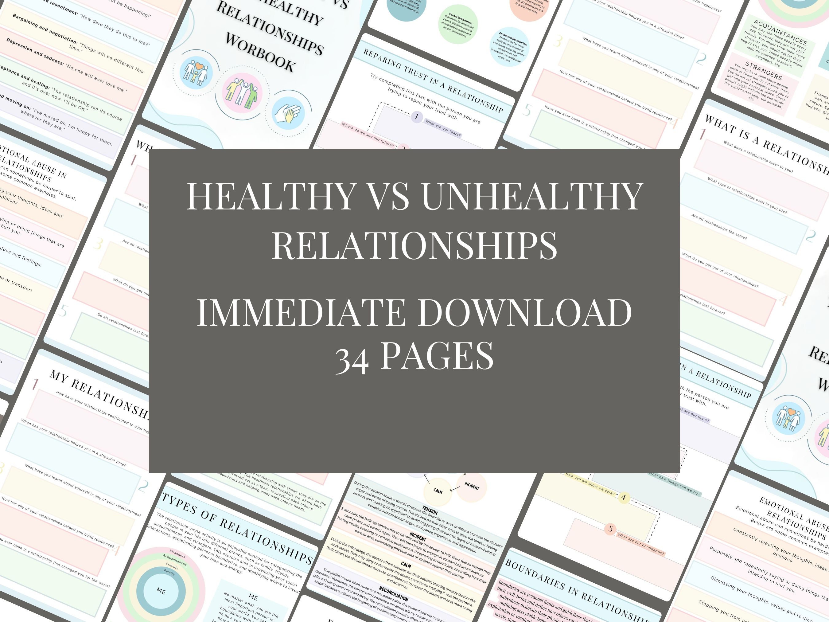Healthy Vs Unhealthy Relationships Workbook, Teen Therapy Worksheets ...