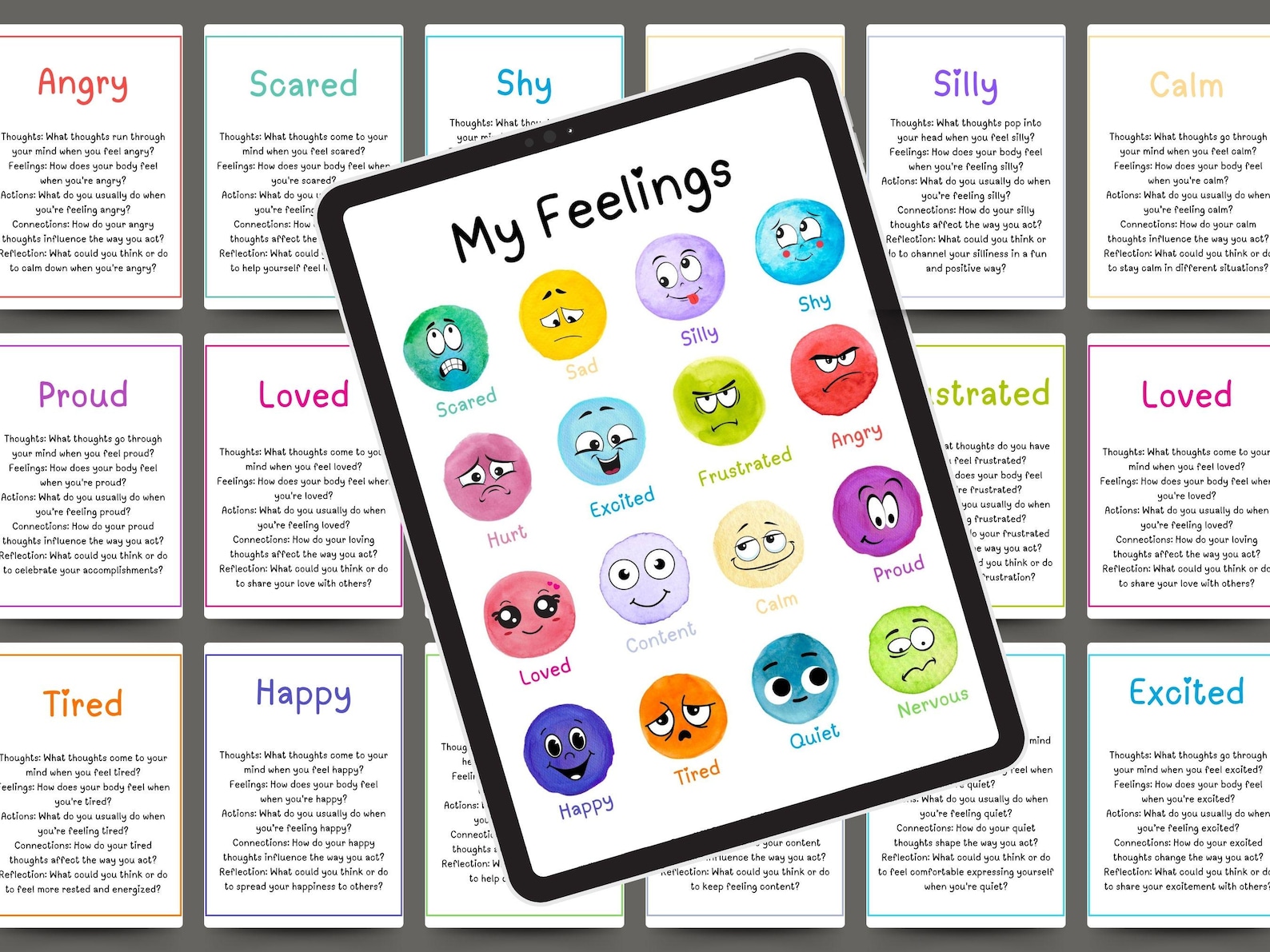 Kids Feelings Flashcards Feelings Poster Emotional Regulation Calm ...