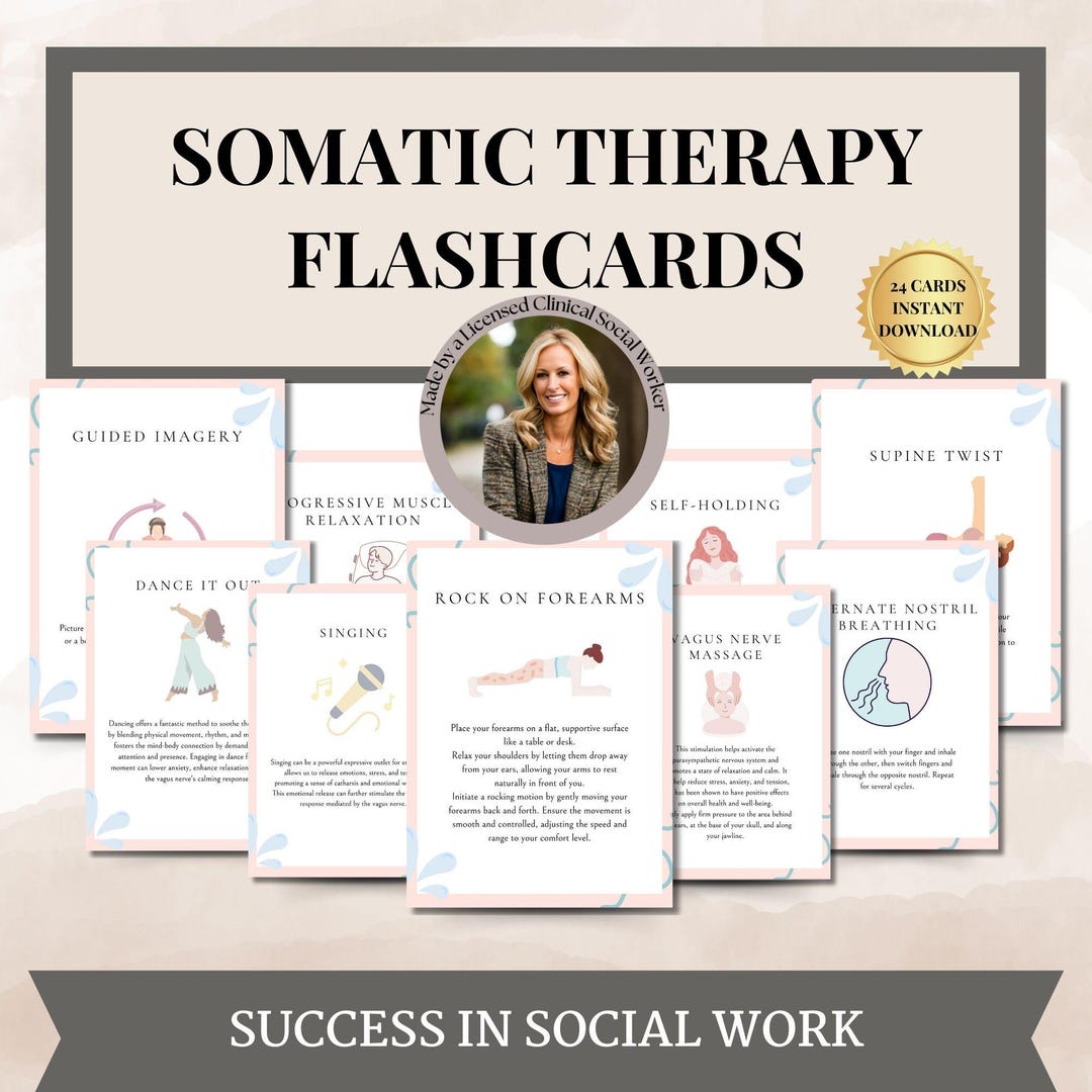 Somatic Therapy Coping Skill Exercises Flashcards for Nervous System ...