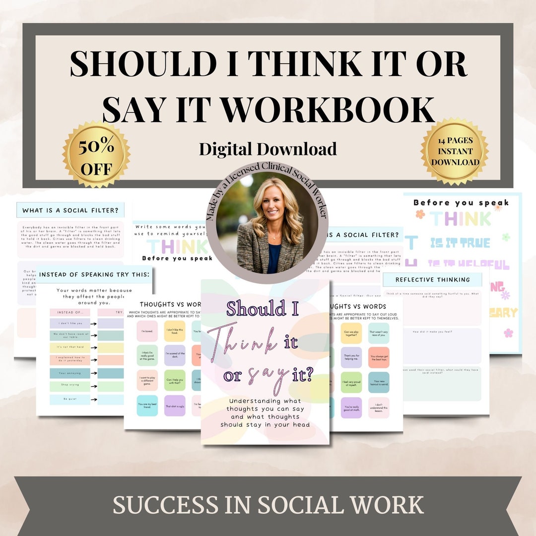 Think It or Say It Worksheets, Social Filter Activities, Social Skills ...