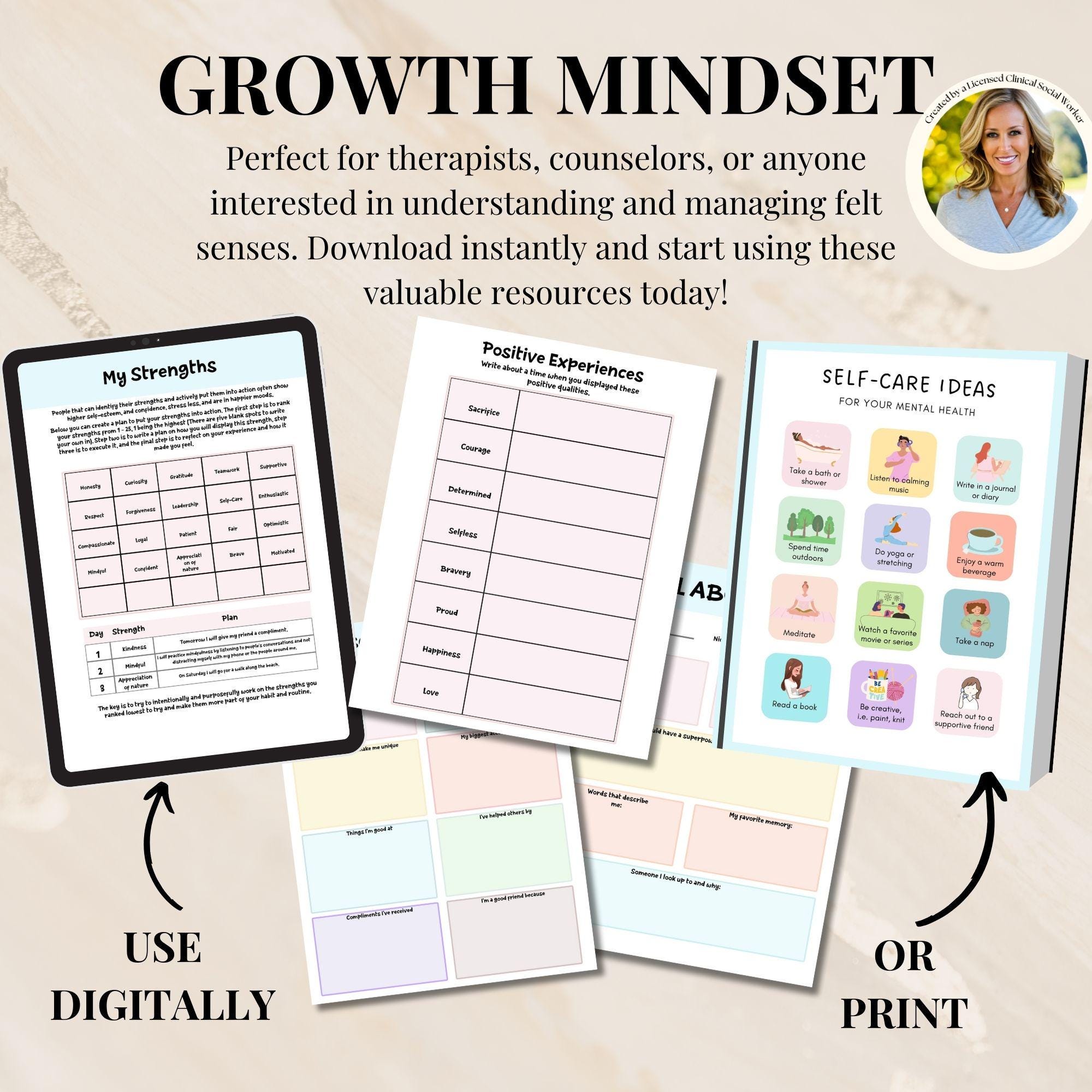 Growth Mindset Childrens Therapy Workbook for Kids Teens, Emotional ...