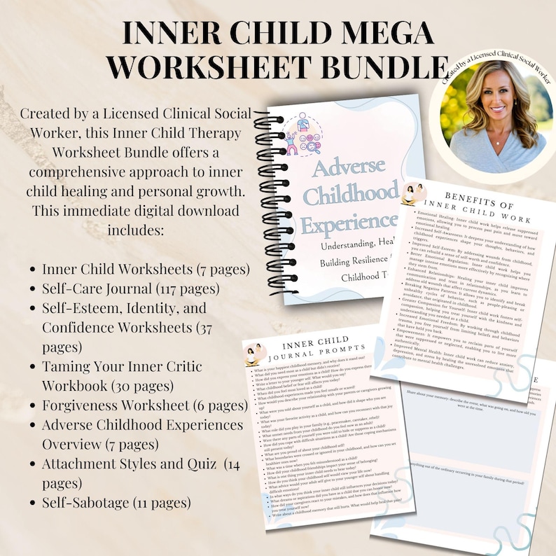 Inner Child Therapy Worksheet Mega Bundle, Reparenting Inner Child ...