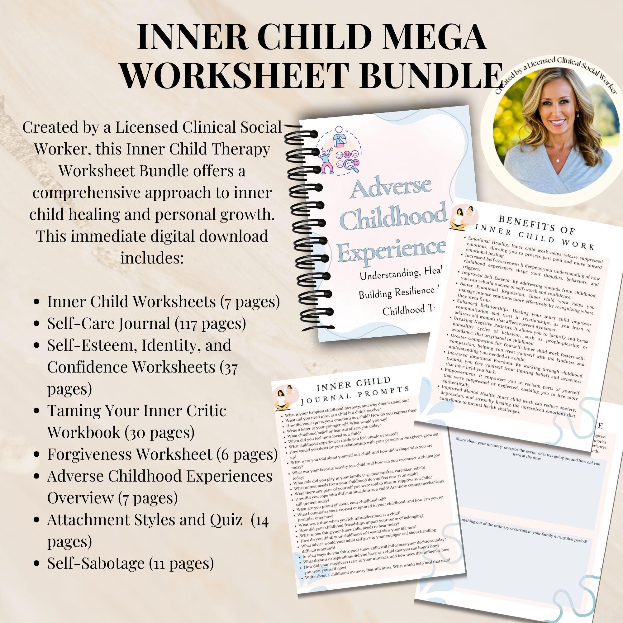 Inner Child Therapy Worksheet Mega Bundle, Reparenting Inner Child ...