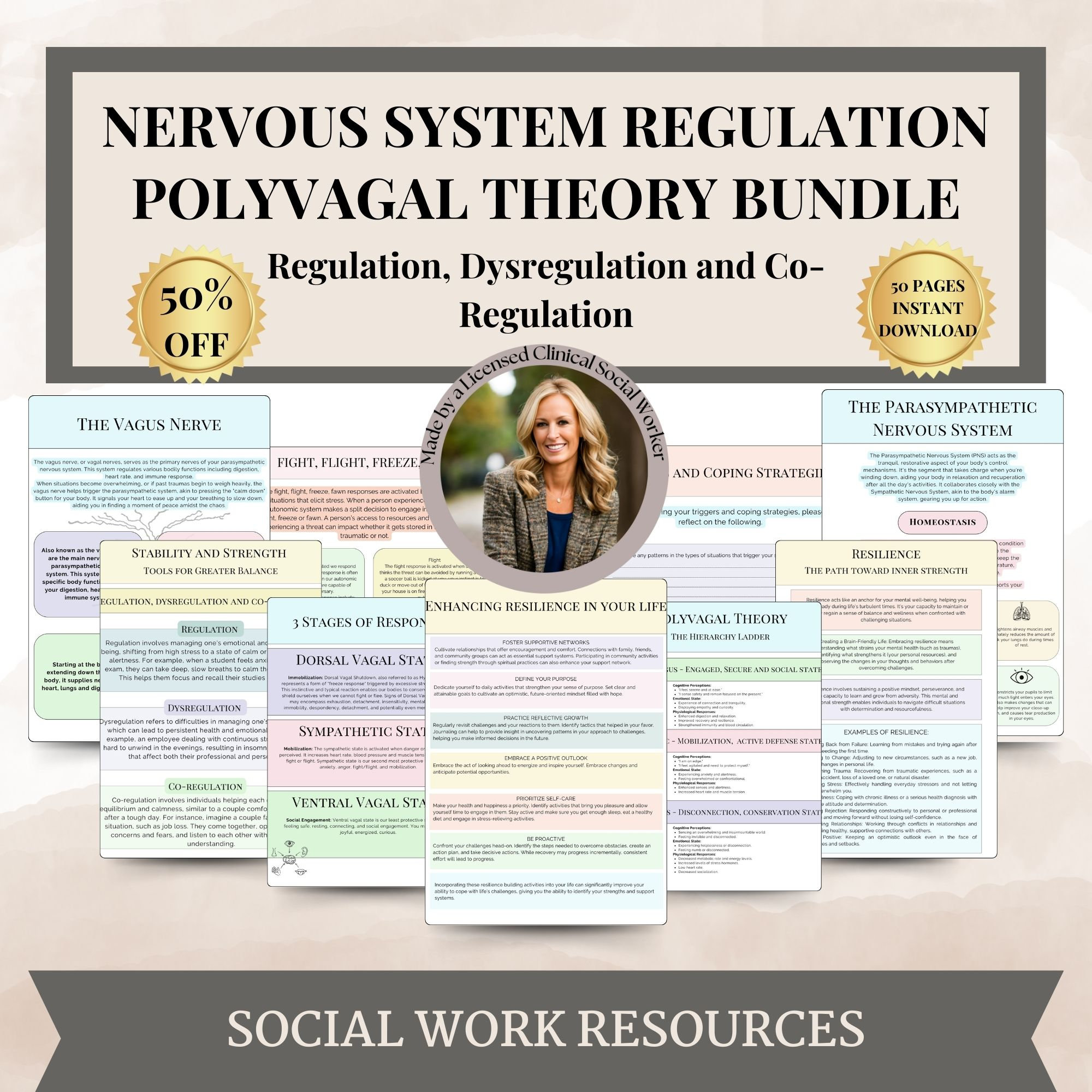 Nervous System Regulation Workbook, Polyvagal Theory Ladder Vagus Vagal ...