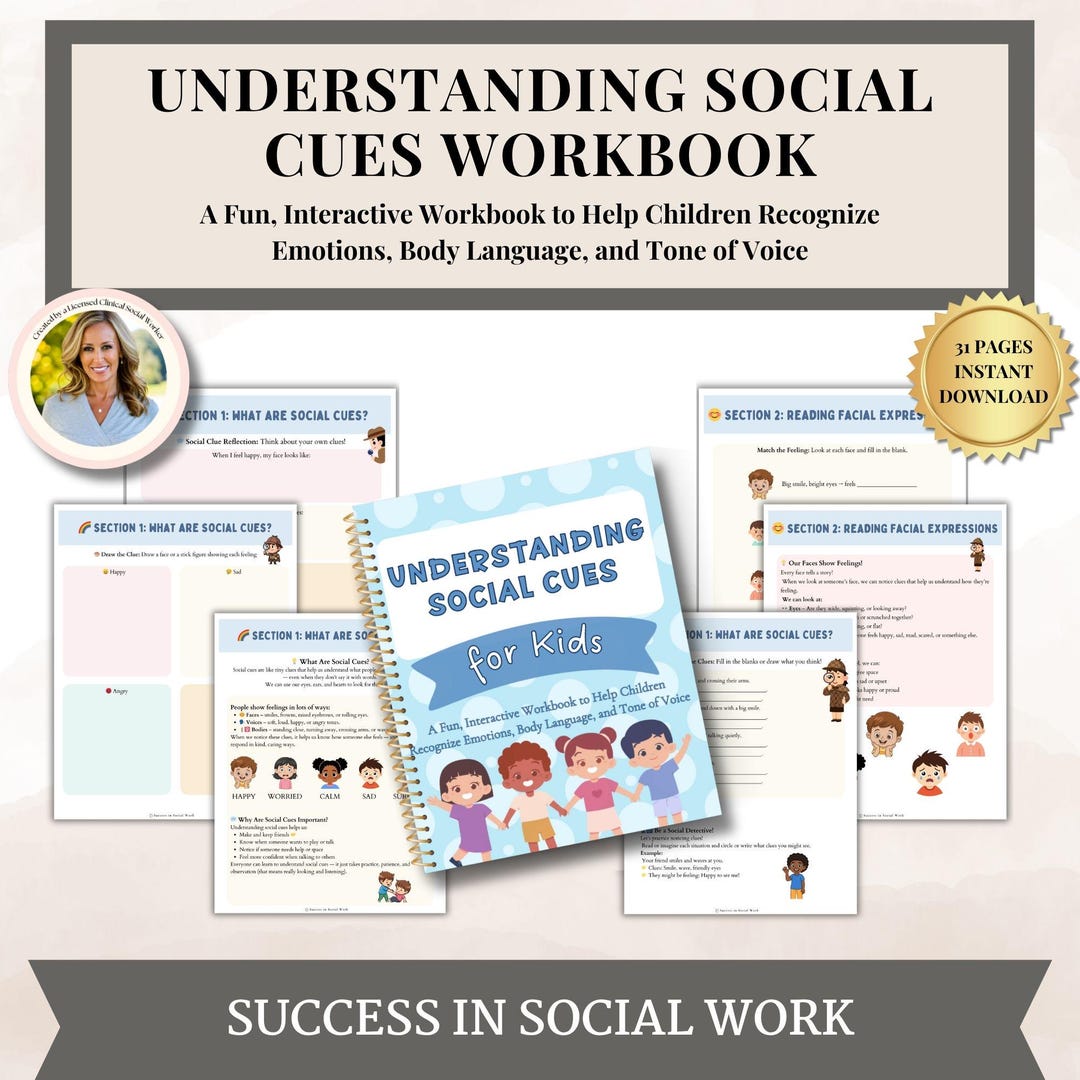 Understanding Social Cues Workbook for Therapist & Social Workers ...