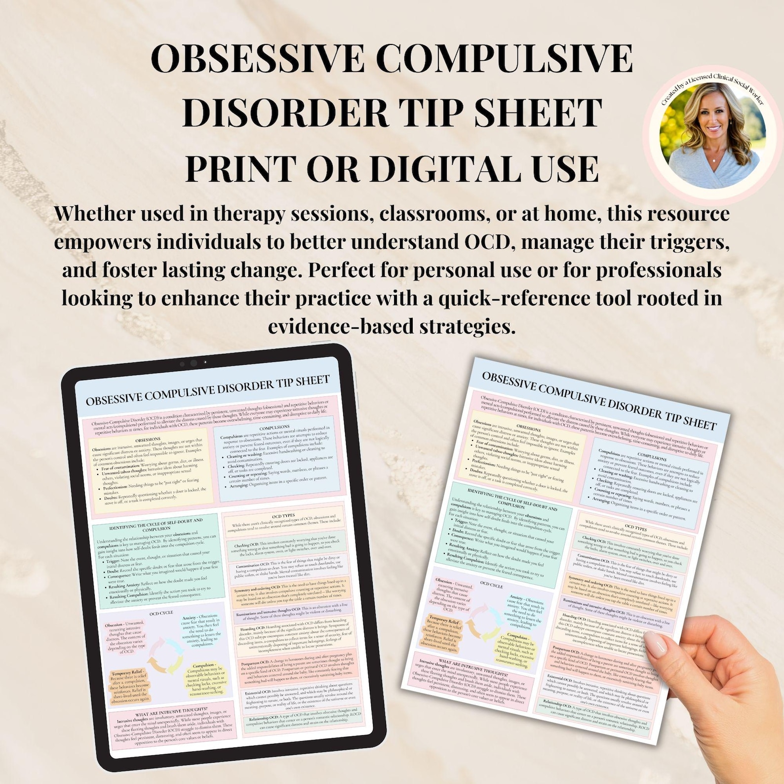 OCD Coping Skills Tip Sheet, Cheat Sheet for Obsessive Compulsive ...