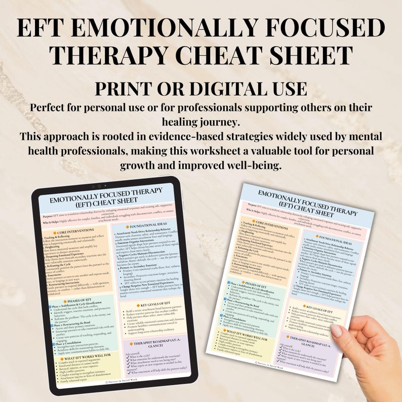 EFT Cheat Sheet: Emotionally Focused Therapy Worksheet Therapist Resource Digital Download - Etsy