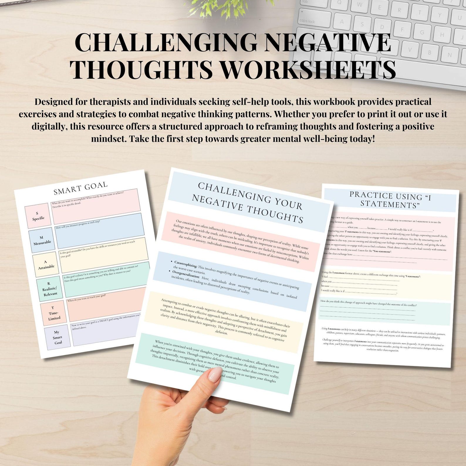 Challenging Automatic Negative Thoughts, Mental Health Printable, CBT ...