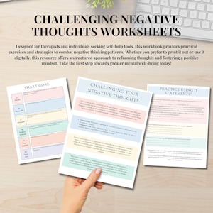 Challenging Automatic Negative Thoughts, Mental Health Printable, CBT ...
