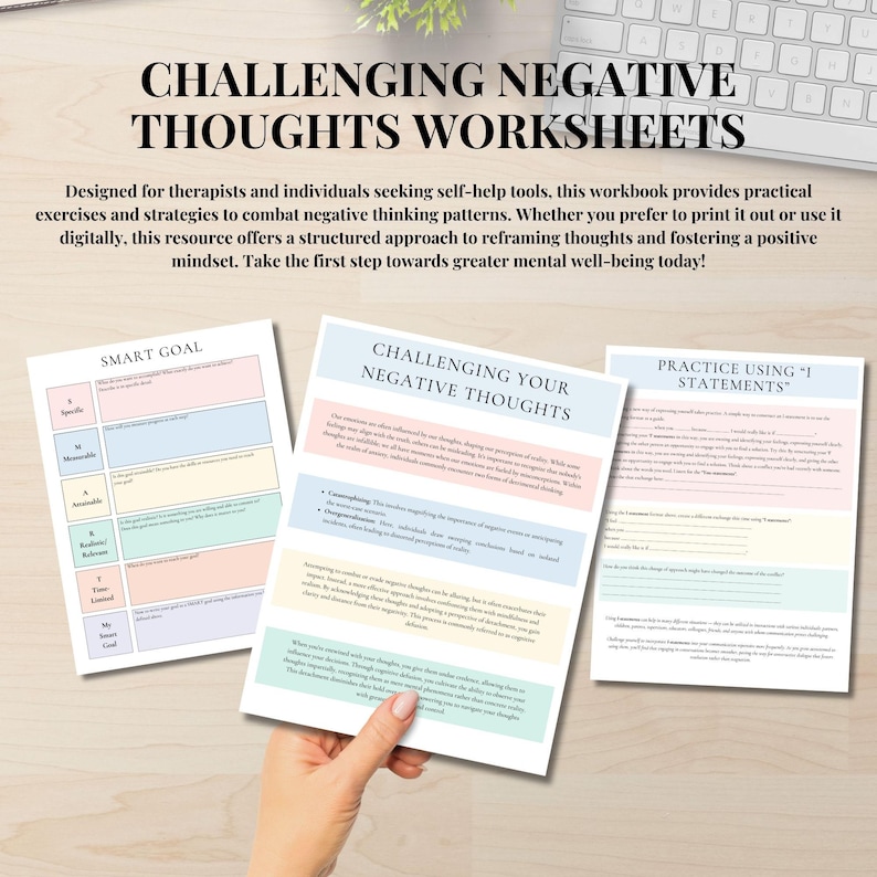 Challenging Automatic Negative Thoughts, Mental Health Printable, CBT ...