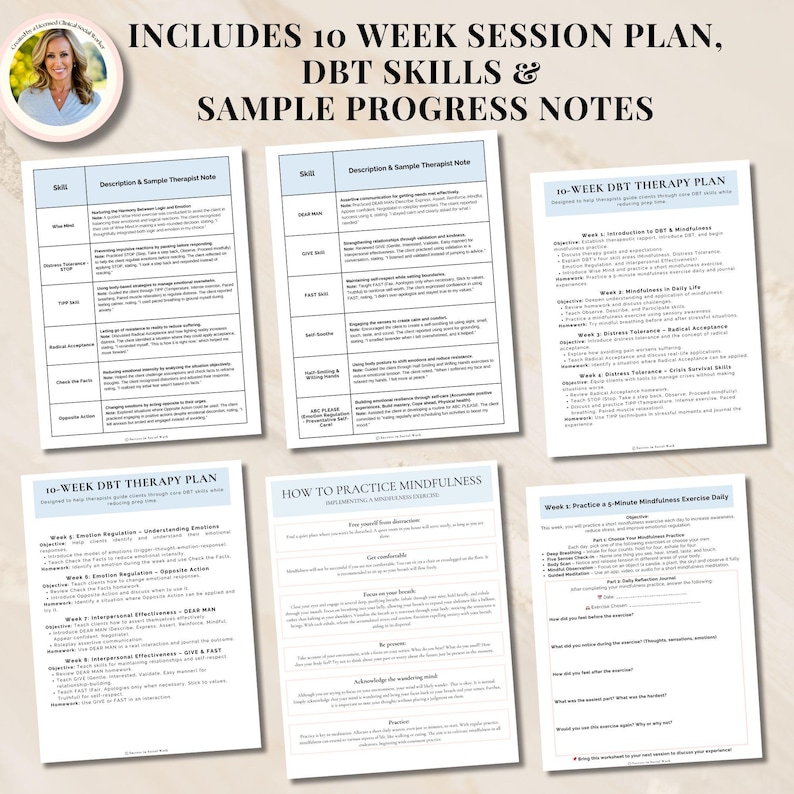 DBT Therapist Toolkit Session Plans & Progress Notes for Therapy ...