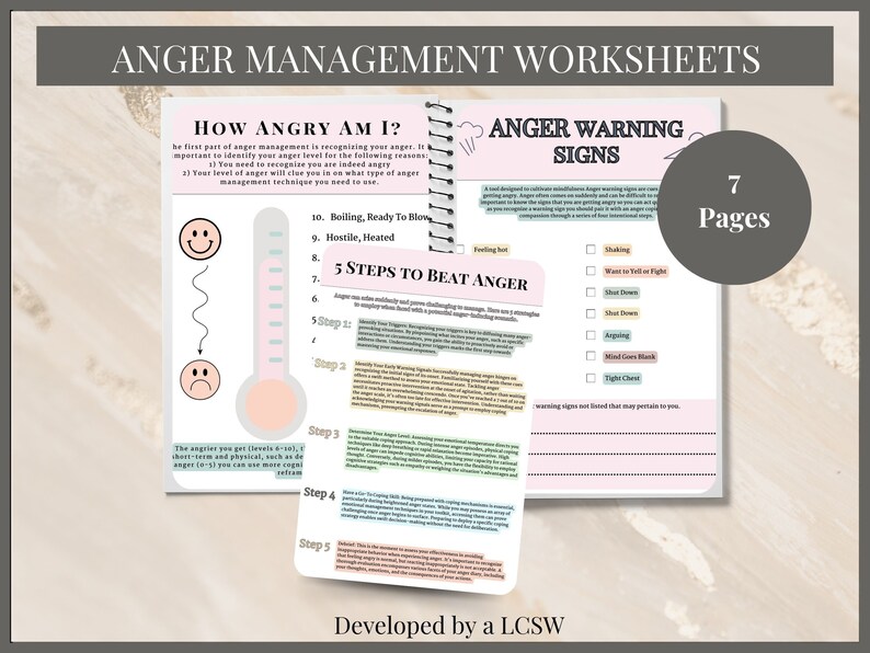 Anger Management Worksheets, Mental Health Worksheets, Self-help ...