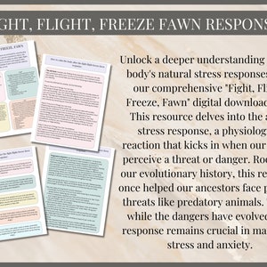 Fight Flight Freeze Fawn Therapy Worksheets, Stress Response, Fight or ...