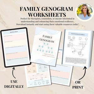 Family Genogram Worksheets, Family Systems, IFS, Therapy Worksheets ...