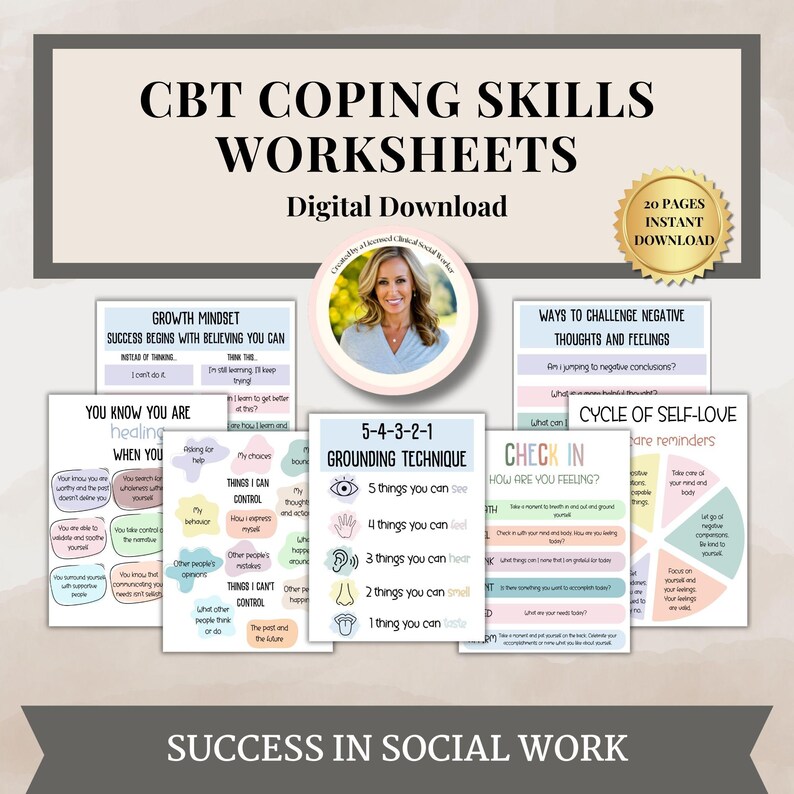 CBT Worksheets Bundle,cognitive Behavioral Therapy, Anxiety Worksheets ...