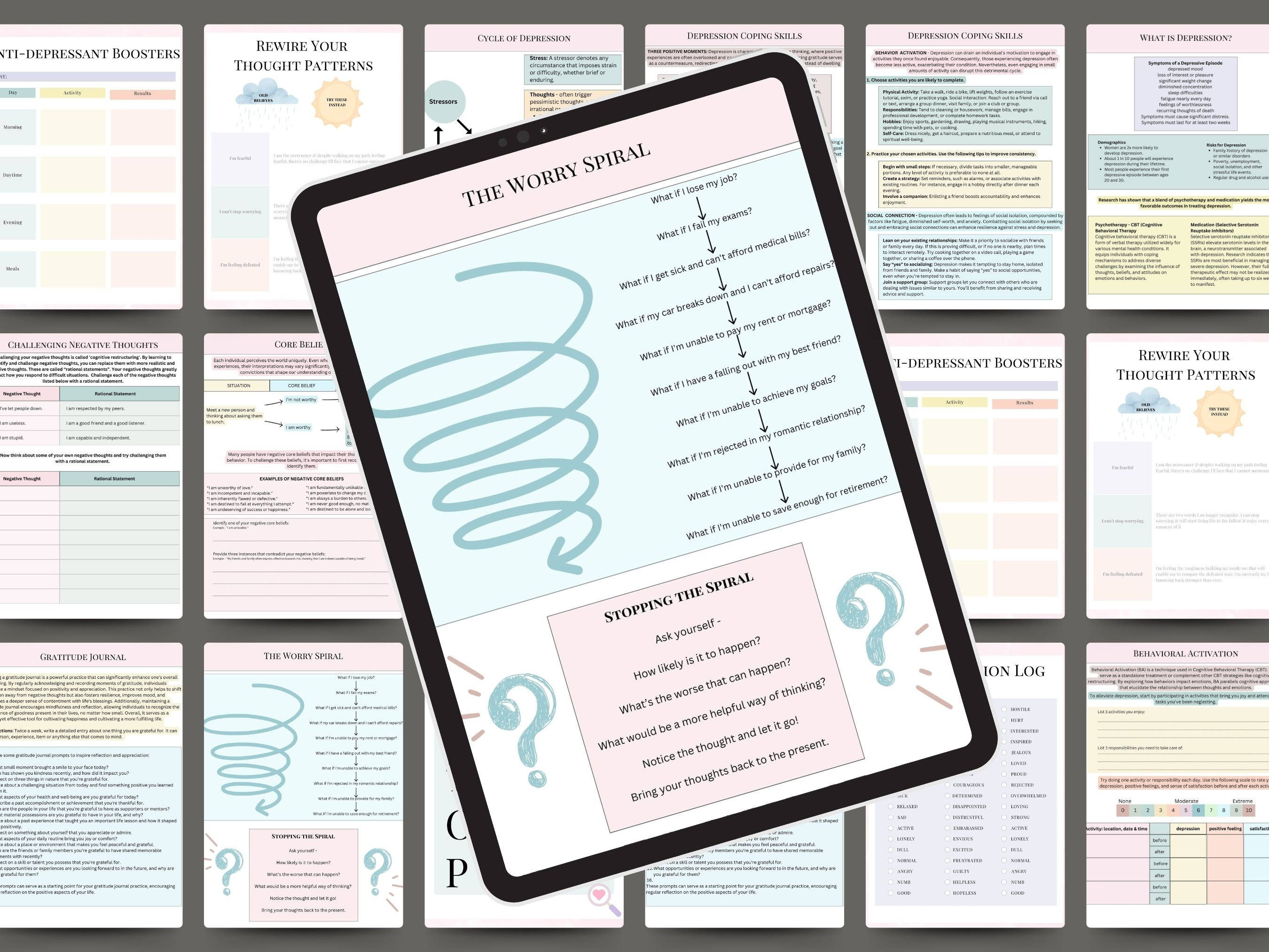 Depression Worksheets, Therapy Worksheets, Therapist Tools, Anxiety ...
