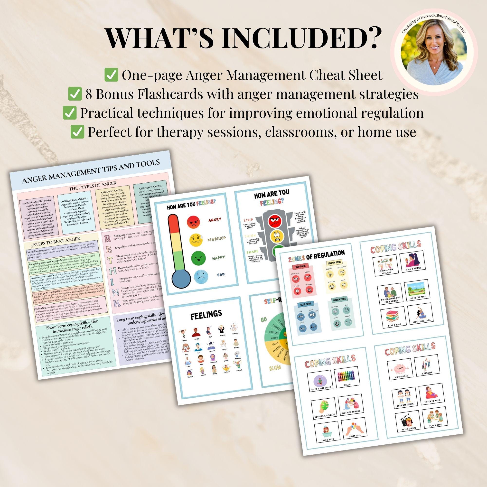 Anger Management Cheat Sheet Therapy Worksheets Calming Strategies Self ...