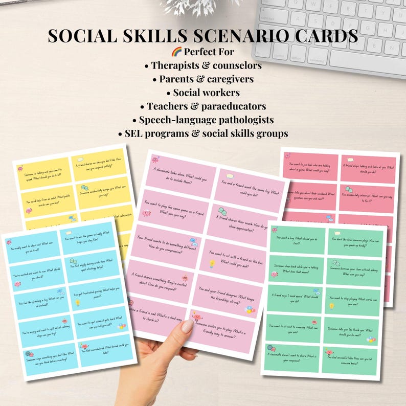 Social Skills Scenario Cards for Kids 120 SEL Prompts for Autism Social ...