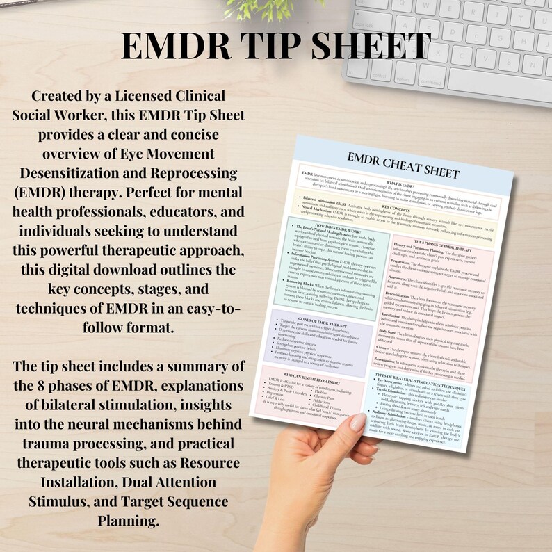 EMDR for Therapists Cheat Sheet, Eye Movement Desensitization and ...