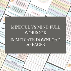 Mindfulness Worksheets, Mindful Vs Mind Full Workbook,dbt Worksheets ...