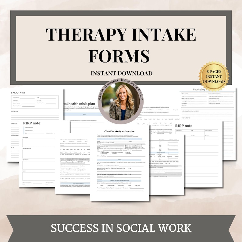 Therapy Forms Client Intake Forms, Therapist Worksheets, Client Intake Questionnaire, Goals,soap ...