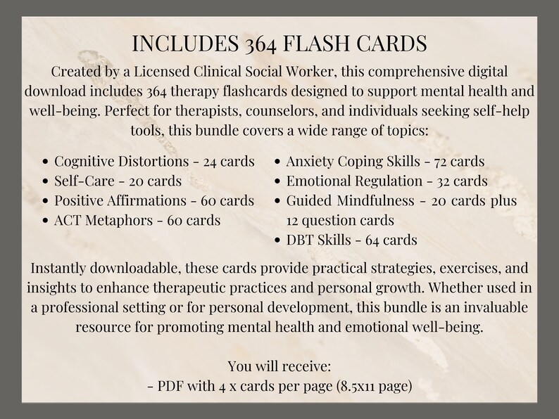 Anxiety Coping Skill Flashcards Workbook Digital Printable Worksheets ...