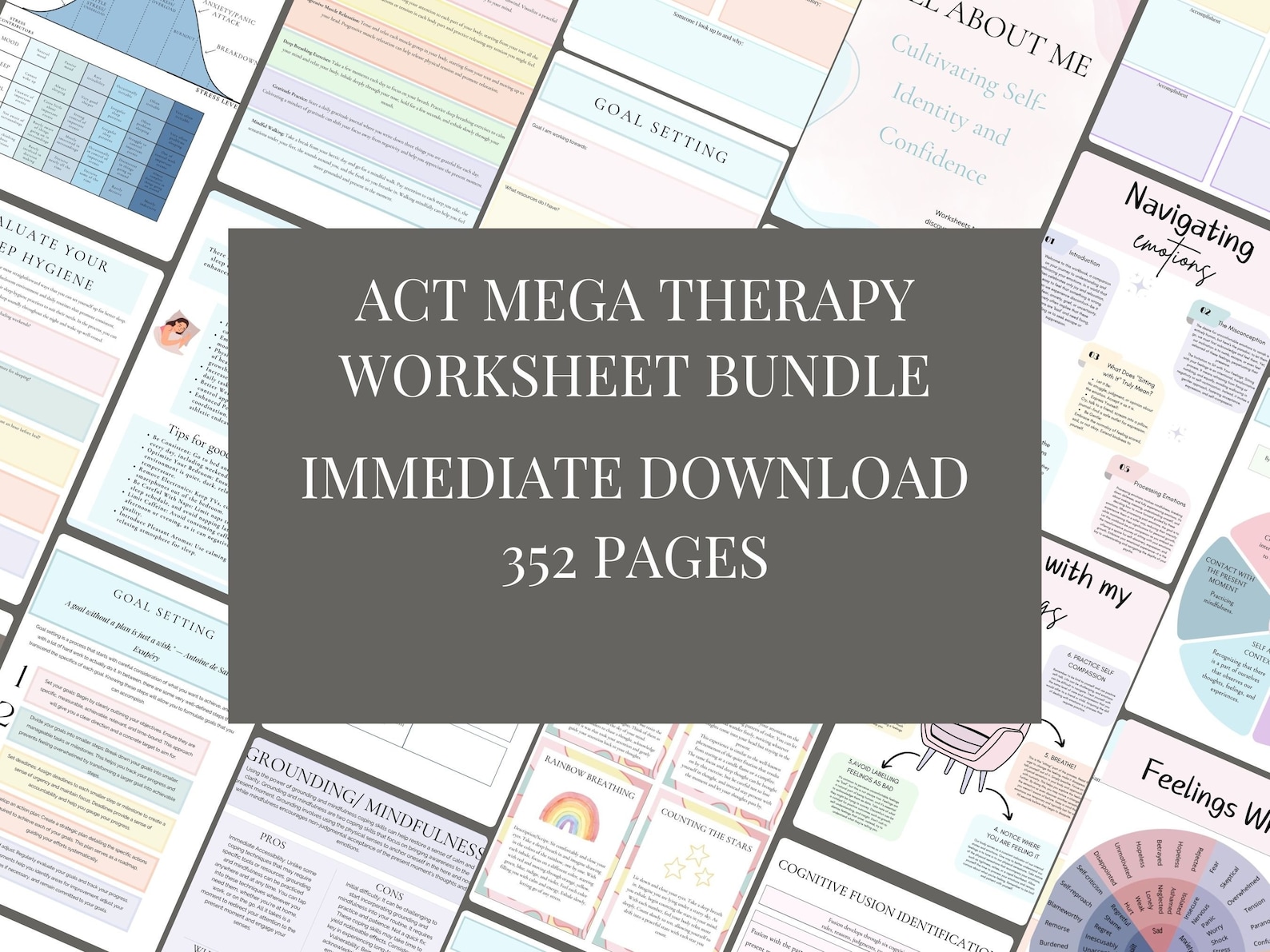 Acceptance and Commitment Therapy Mega Bundle Worksheets, ACT Metaphors ...