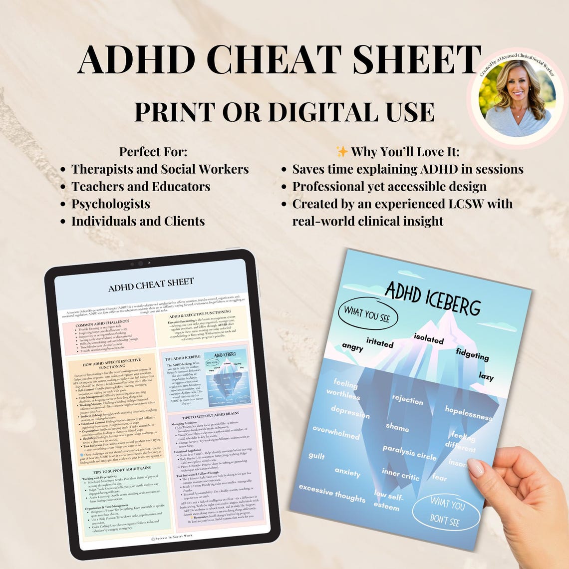 ADHD Executive Functioning Cheat Sheet, ADHD Worksheets, Kids Teen ...