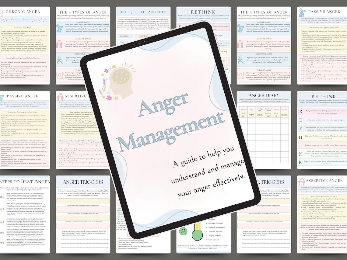 Anger Management Workbook Therapy Worksheets Calming Strategies Self ...