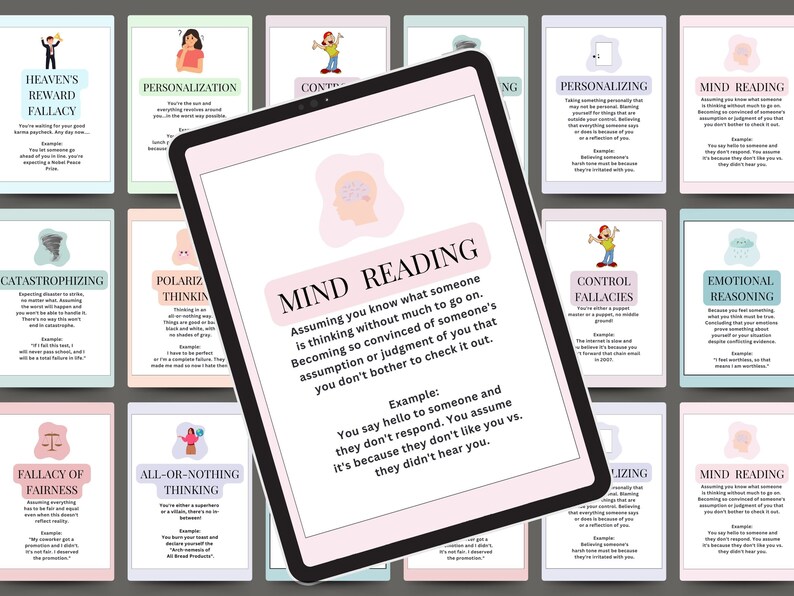 Cognitive Distortion Flash Cards, Cognitive Behavioral Therapy, Therapy ...