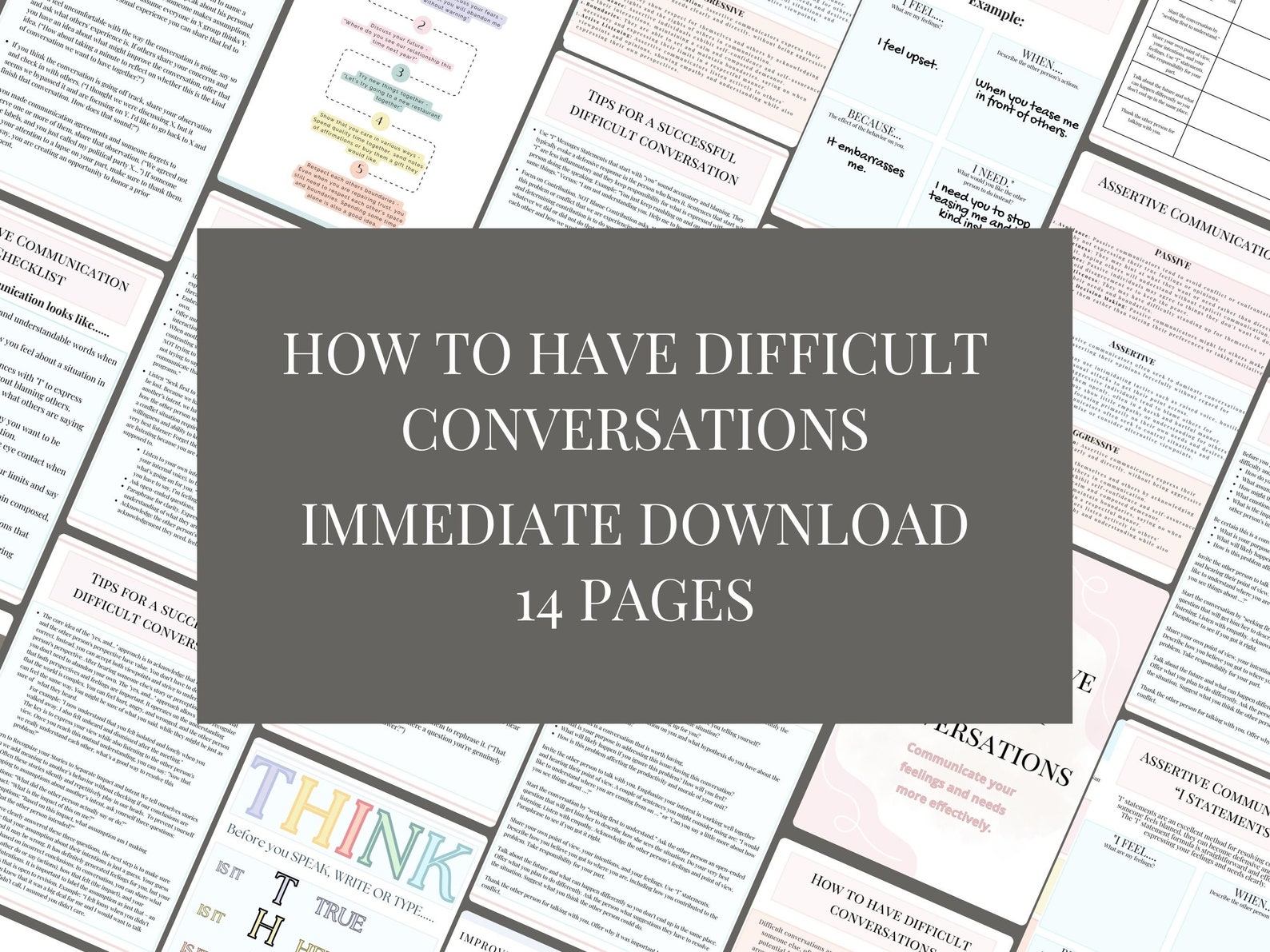 How to Have Difficult Conversations Therapy Worksheets, Conversations Skills Assertive ...