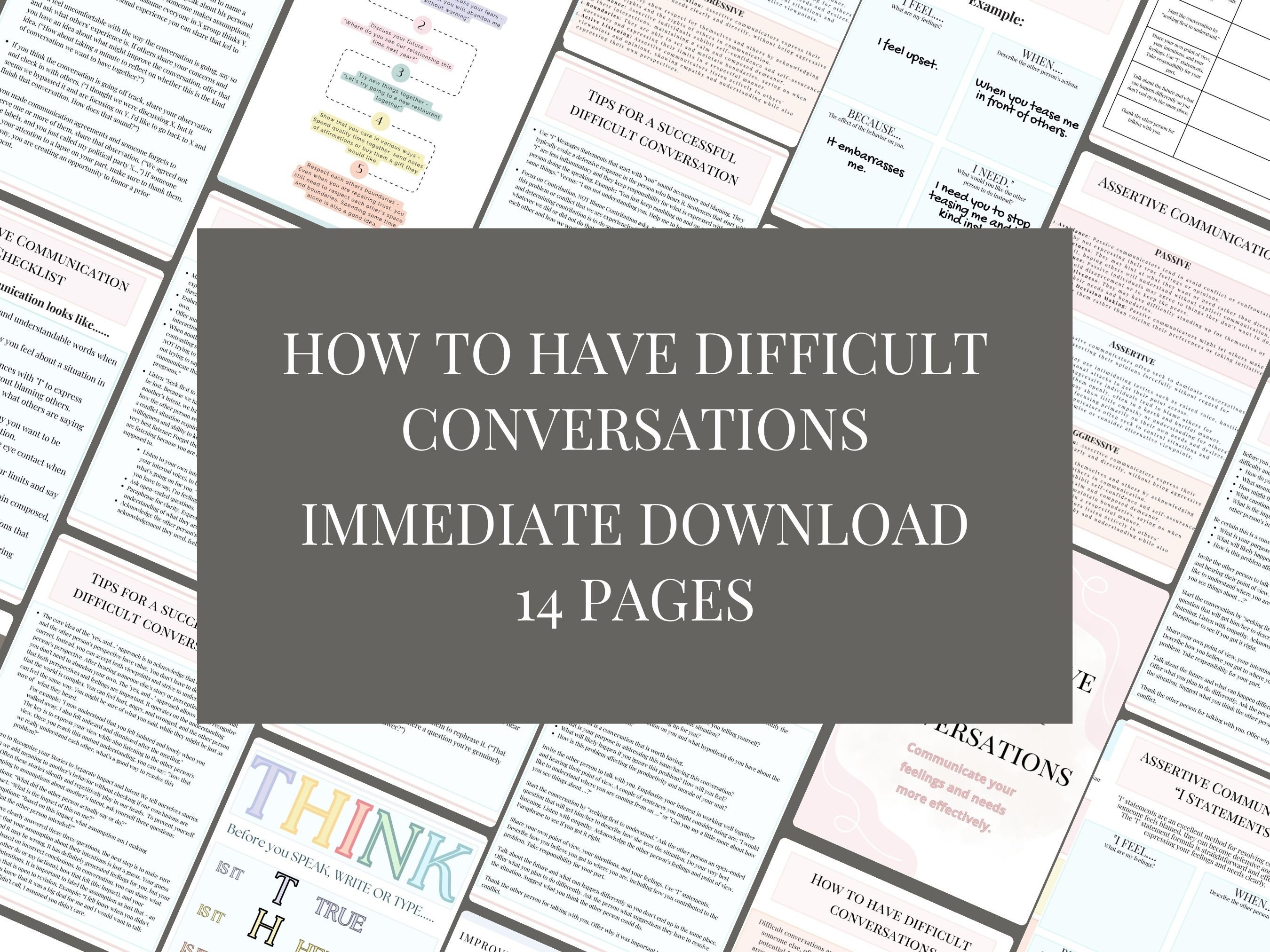 How to Have Difficult Conversations Therapy Worksheets, Conversations ...
