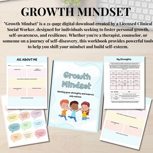 Growth Mindset Childrens Therapy Workbook for Kids Teens, Emotional ...