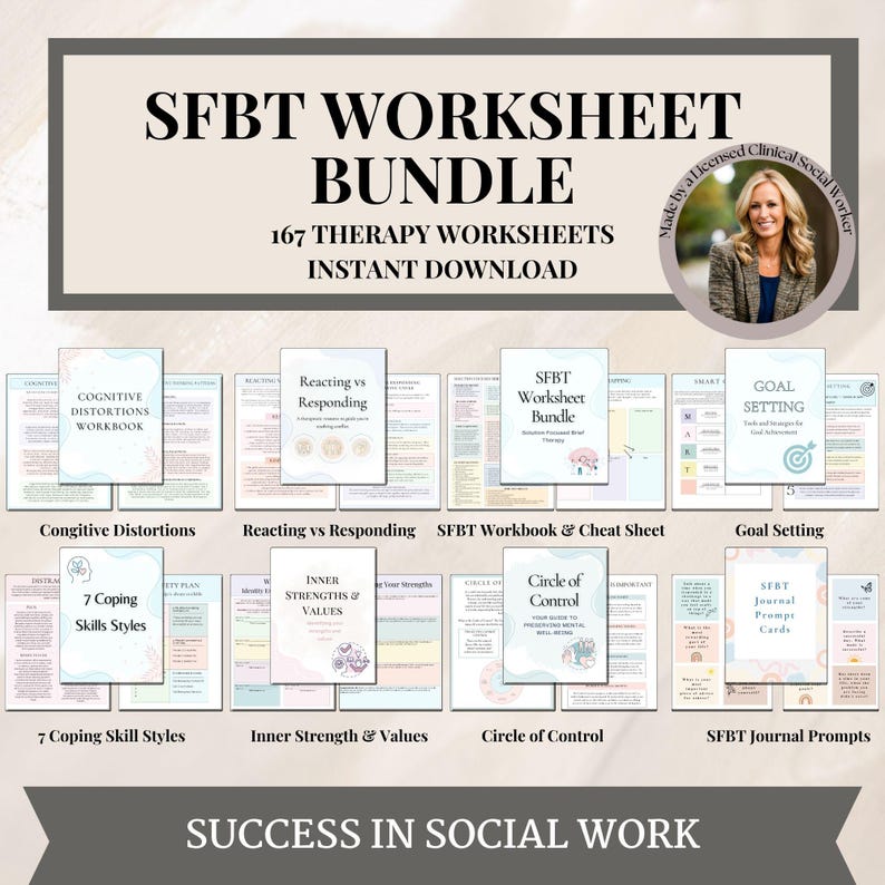 Solution Focused Therapy Mega Bundle, Mental Health,sfbt Worksheets ...
