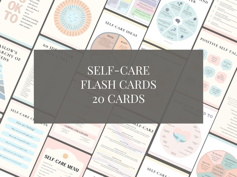 Self-care Flashcards, Therapy Office Art,school Counselor Office Decor ...