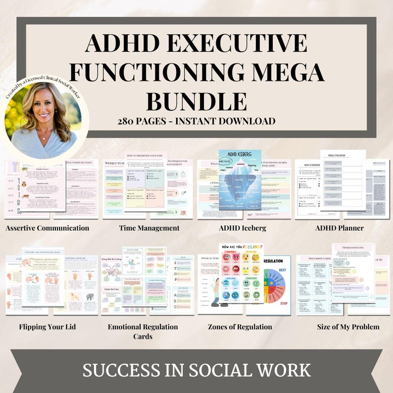 ADHD Executive Functioning Worksheets,adhd Worksheets,kids Teen Coping ...