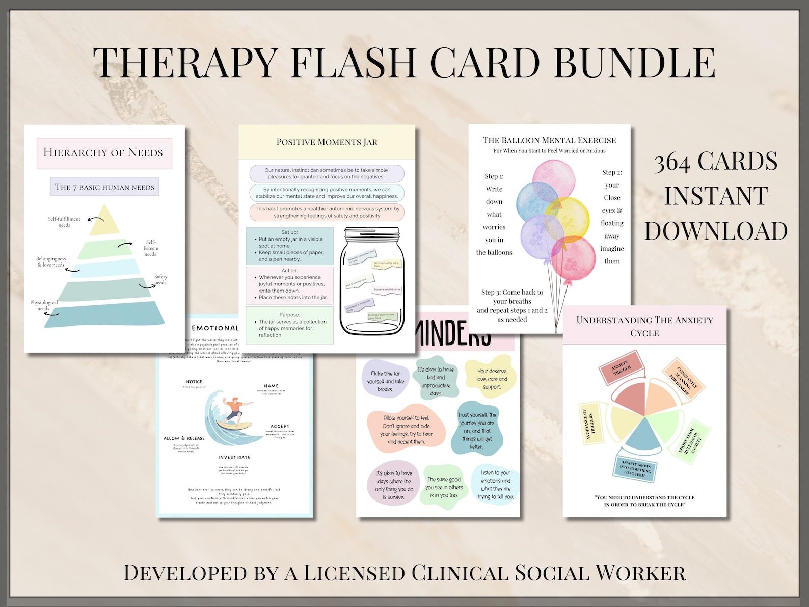 Anxiety Coping Skill Flashcards Workbook Digital Printable Worksheets ...