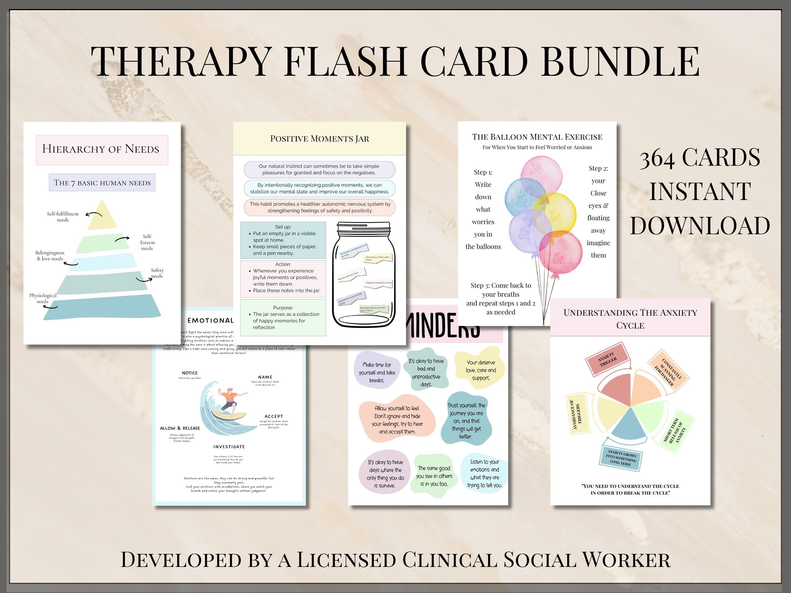 Anxiety Coping Skill Flashcards Workbook Digital Printable Worksheets ...