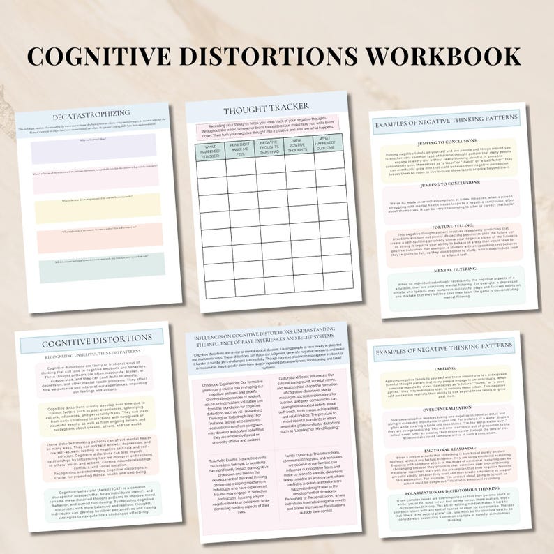 Cognitive Distortions Worksheets, Challenging Negative Thoughts ...