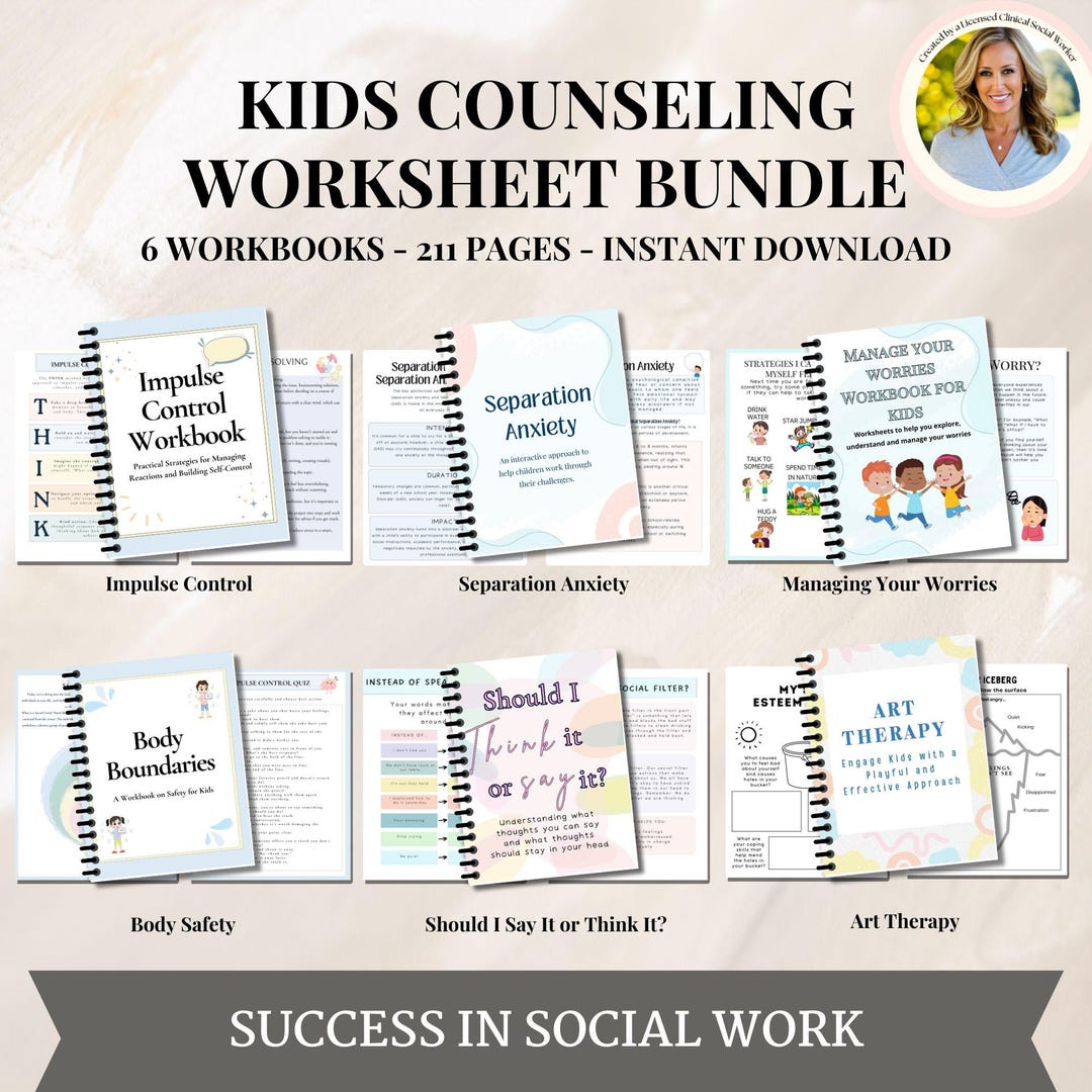 Kids Therapy Workbook Bundle Therapist Essential Resources,social ...