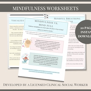 Mindfulness Worksheets, Mindful Vs Mind Full Workbook,dbt Worksheets ...