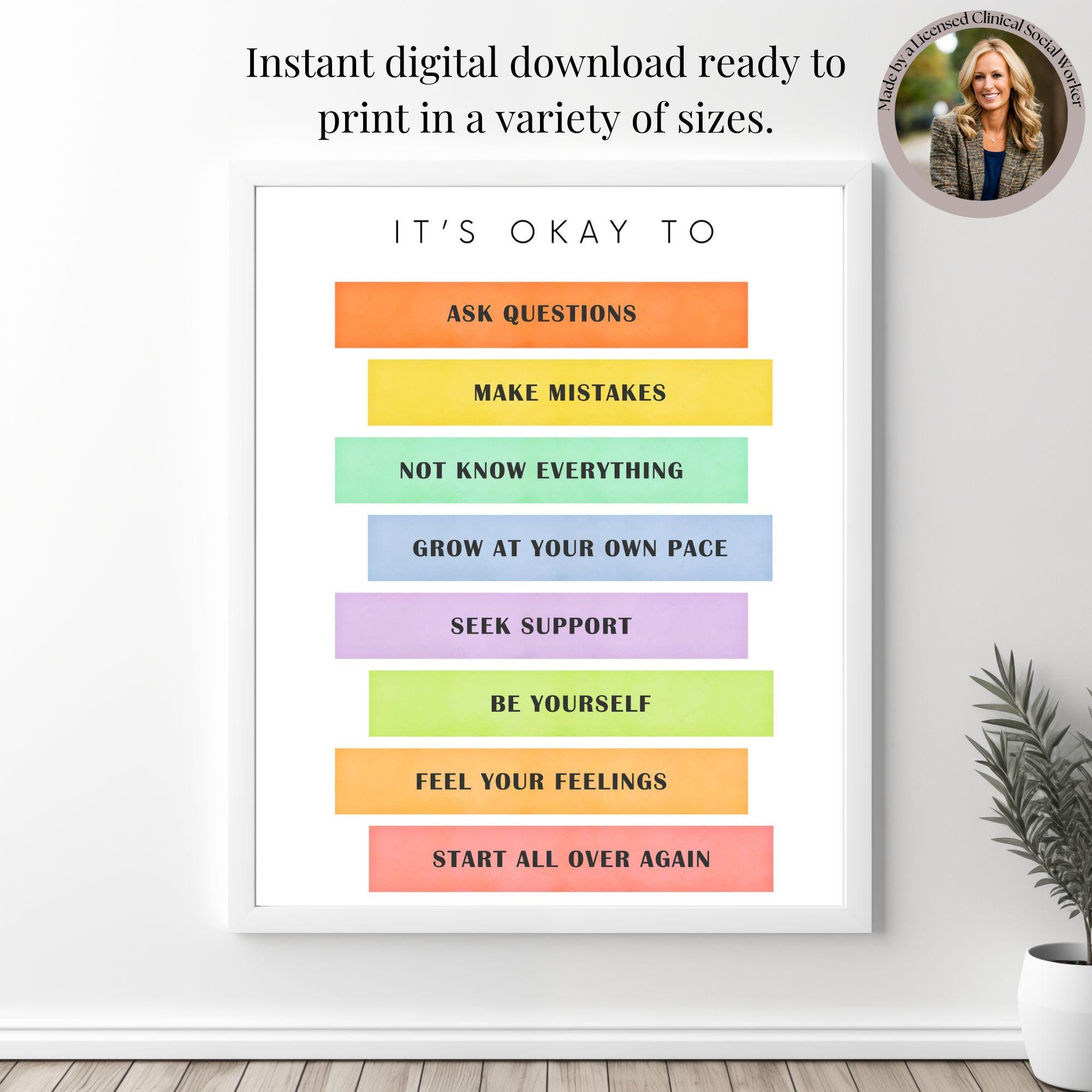 Set of 8 Calm Corner Posters Office Decor School Psychologist Wall Art ...