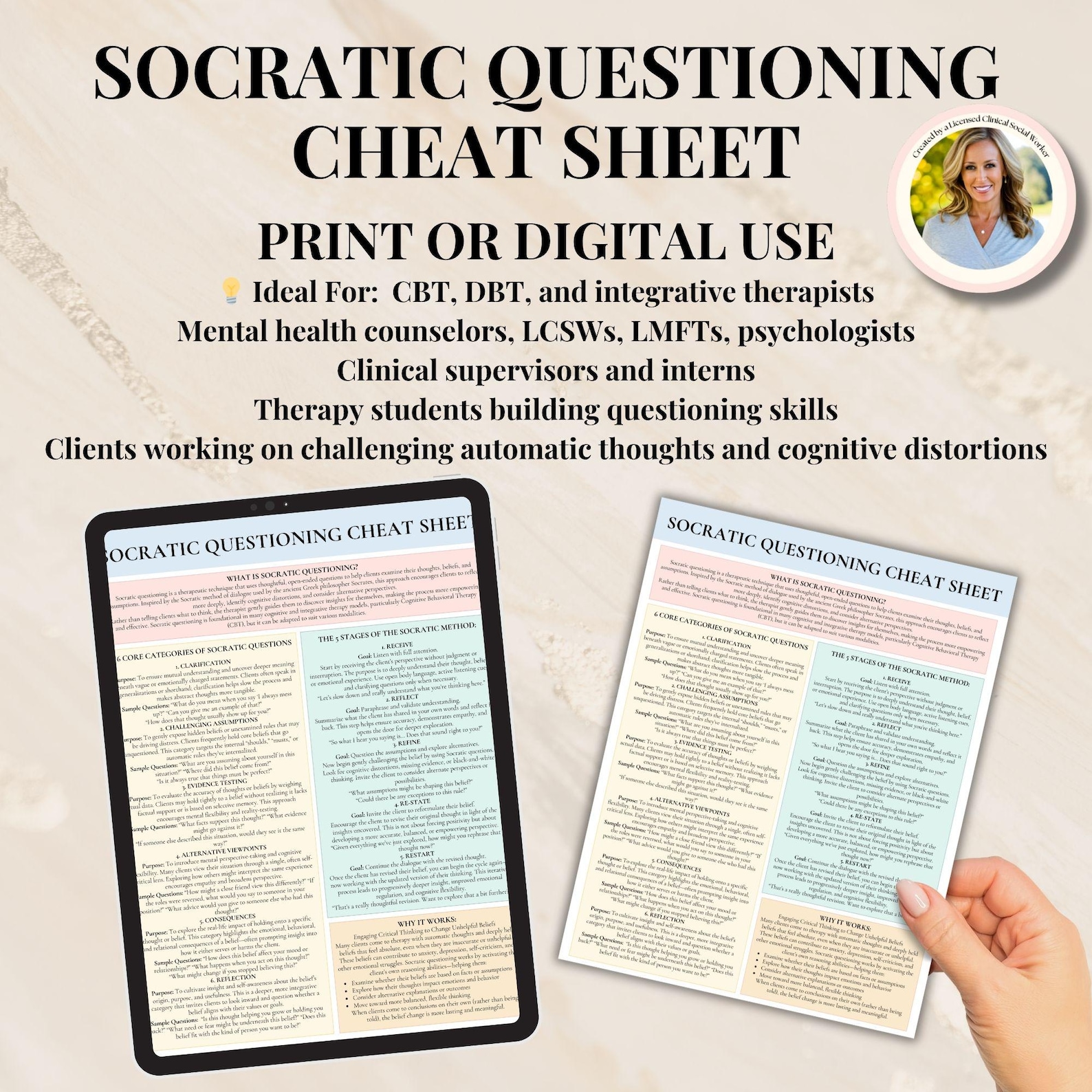 Socratic Questions Cheat Sheet for Therapists & Therapy Sessions ...