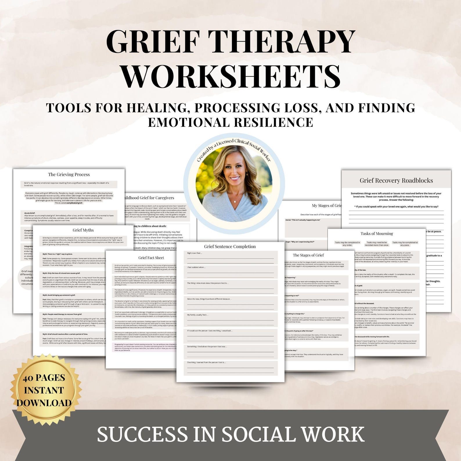 Grief and Loss Worksheets for Processing Grief and Finding Emotional ...